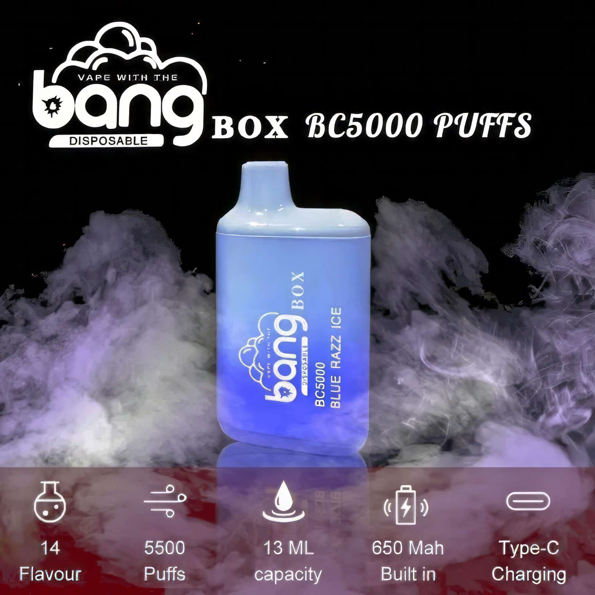 Bang King 50000 50k Puffs 2% 3% 5% Nicotine Double Taste LCD Display ...