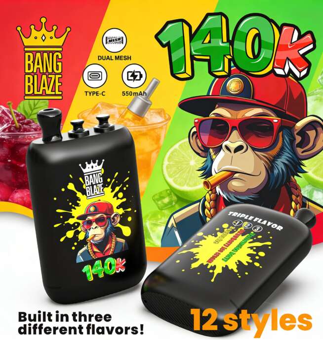 Bang Blaze 140000 140K Puffs 3 in 1 Flavors Original Rechargeable ...